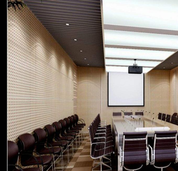 Theater Perforated Wood Acoustic Panels MDF Melamine Surface Aluminum Keel